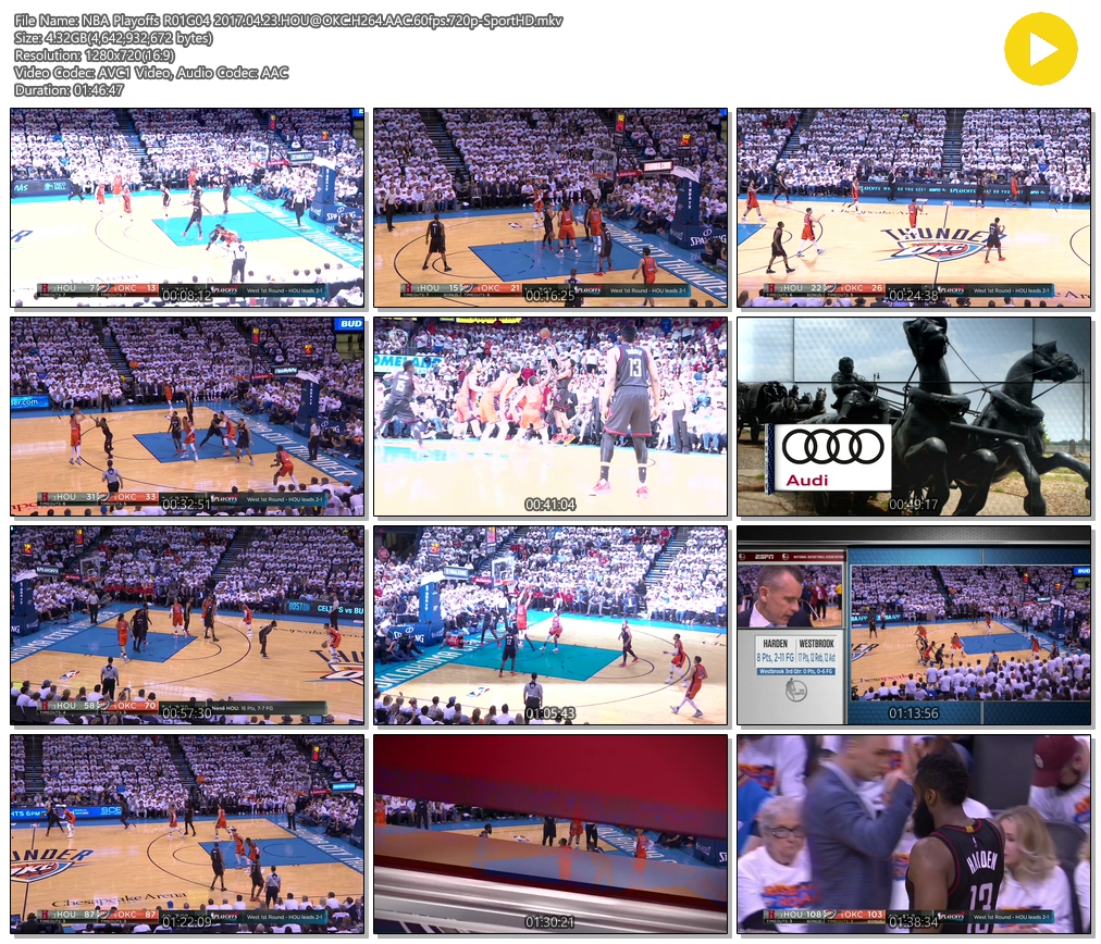 [16-17 NBA PO] 휴스턴 at 오클라호마시티 (170424.서부1R.4경기.720p.60fps 플레이오프),무료다운 및 실시간 감상! : 파일캐스트