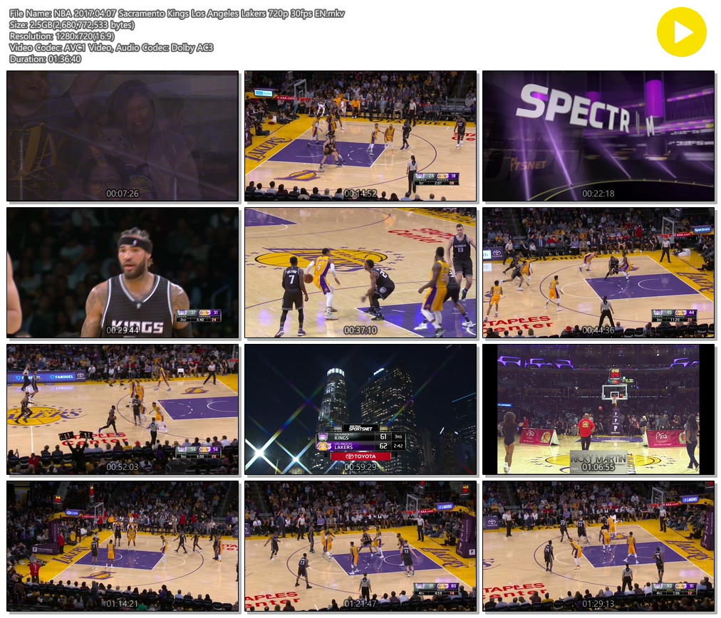 [16-17 NBA] 새크라멘토 at LA 레이커스 (170408.720p.30fps),무료다운 및 실시간 감상! : 파일캐스트